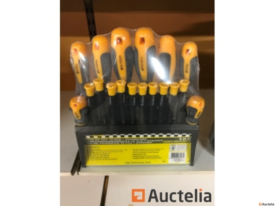 18 piece Screwbox Set Slotted, Philips and Torx with standard - Constr ...