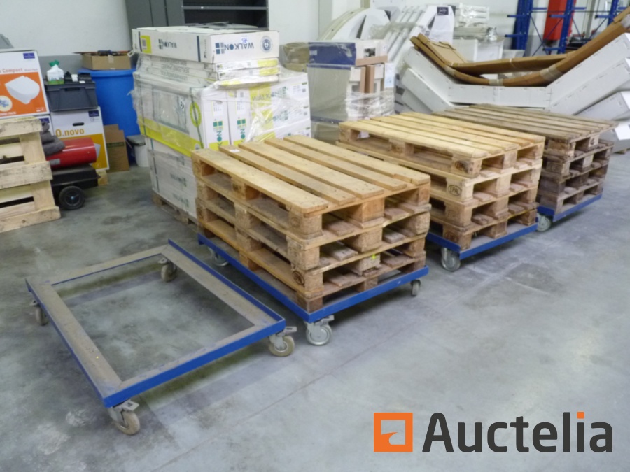 4 trolleys pallets carrier with wheels, 11 Euro-pallets - Handling & S ...