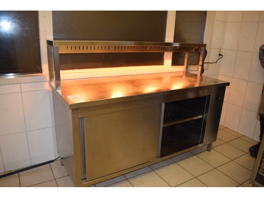 Heat cabinet for plates in Inox with 2 slinding doors + set-up part ...