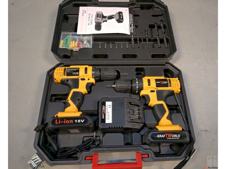 KraftWorld Cordless screwdriver set 18v lithium - Hand tools - auctelia.com