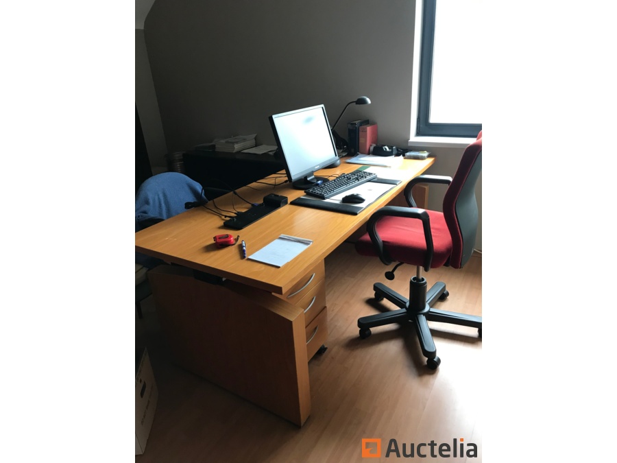 Light wood desk with drawer unit - Office furniture - Desks - auctelia.com