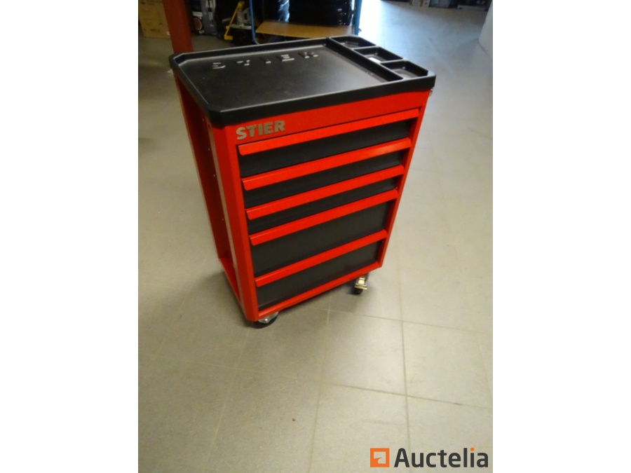 Tool Trolley 5 drawers empty Stier - Workshop tool trolley - auctelia.com