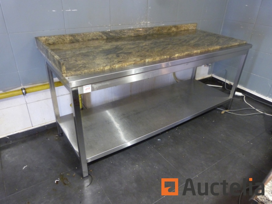 Table inox et tablette marbre - Horeca - auctelia.com