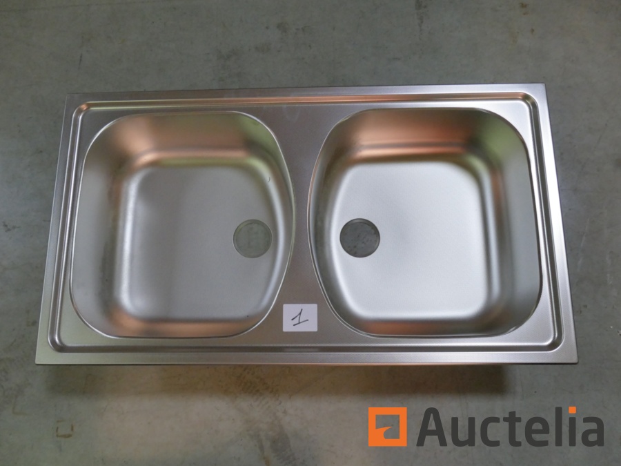 Dubbele bakken wasbak in roestvrij staal zonder afdruikprek Francke ...